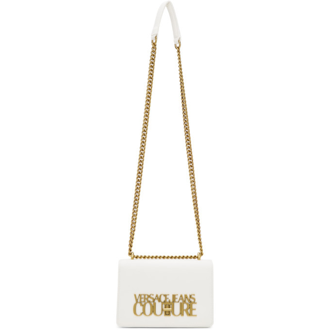 Versace Jeans Couture White Saffiano Logolock Bag Versace