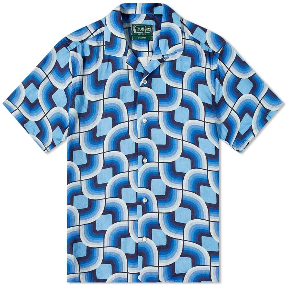 Gitman Vintage Camp Collar Gio Ponti Linen Blues Shirt Gitman Vintage