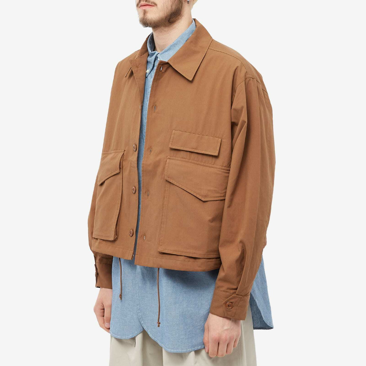 Uniform Bridge Men's Short Pocket Jacket in Brown Uniform Bridge