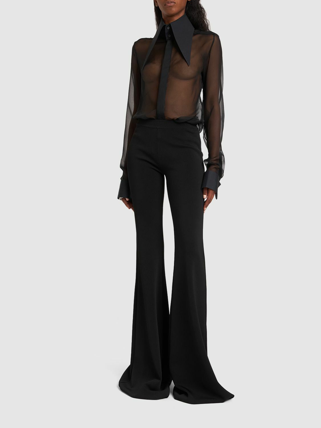 BALMAIN - Sheer Silk Shirt W/ Wide Lapels Balmain
