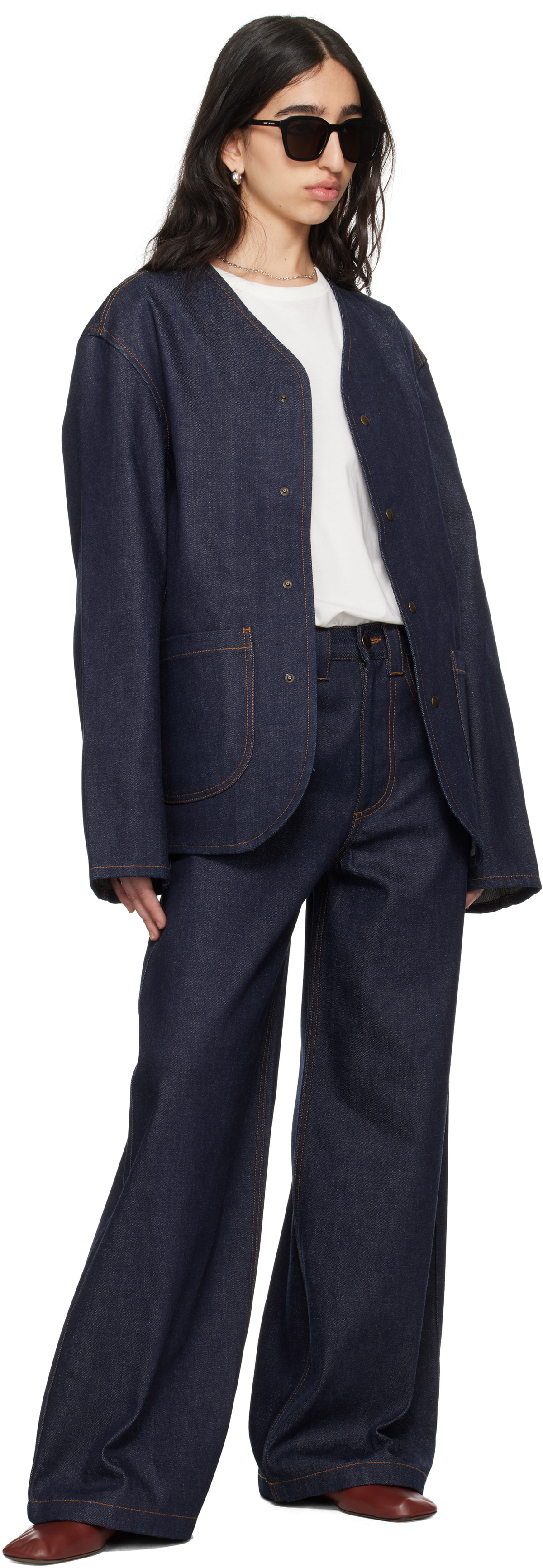 Meta Campania Collective Blue Leon Collarless Raw Denim Jacket Meta ...