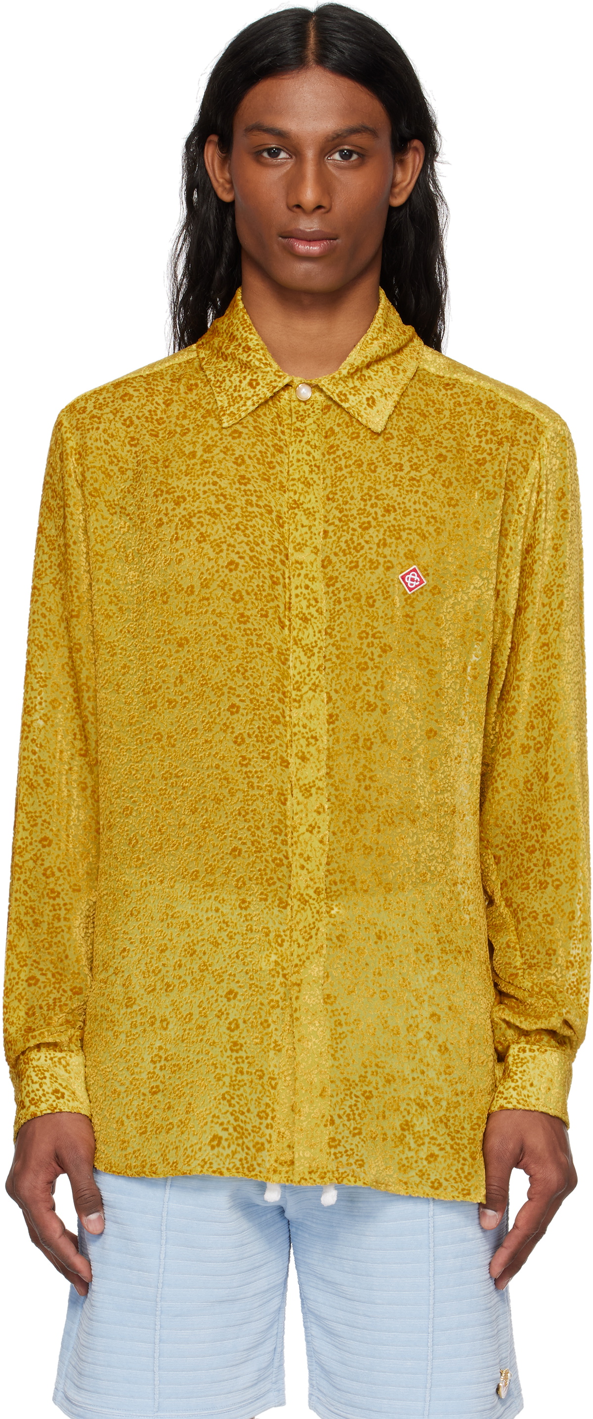 Casablanca Yellow Floral Devoré Silk Shirt Casablanca