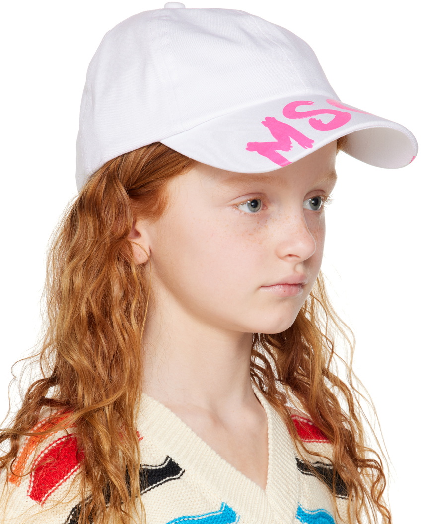 MSGM Kids Kids White Printed Cap