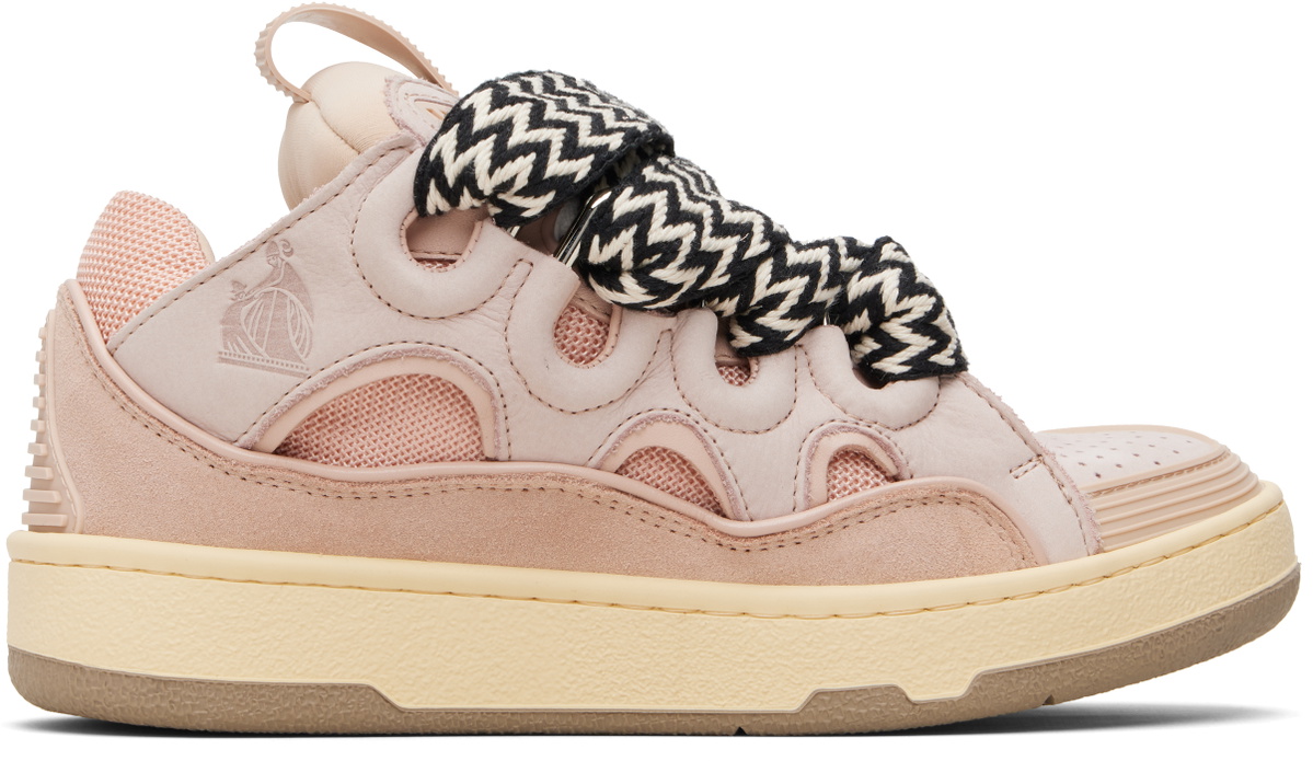 Lanvin Pink Leather Curb Sneakers Lanvin