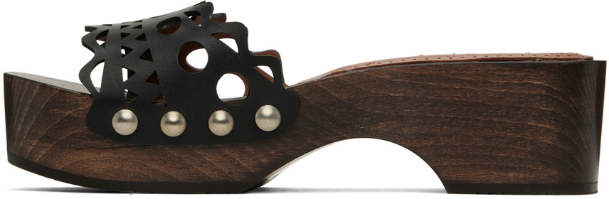 ALAÏA Black Wooden Flat Clogs ALAÏA