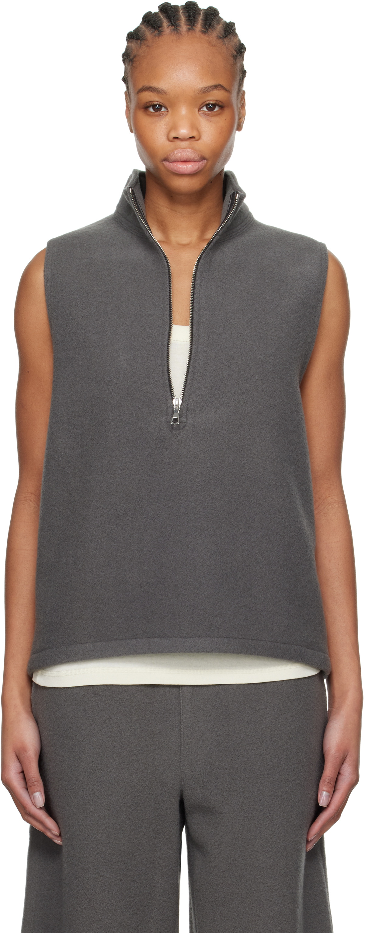 Rier Gray Fleece City Vest Rier