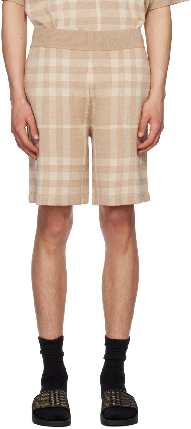 Burberry Beige Check Shorts Burberry