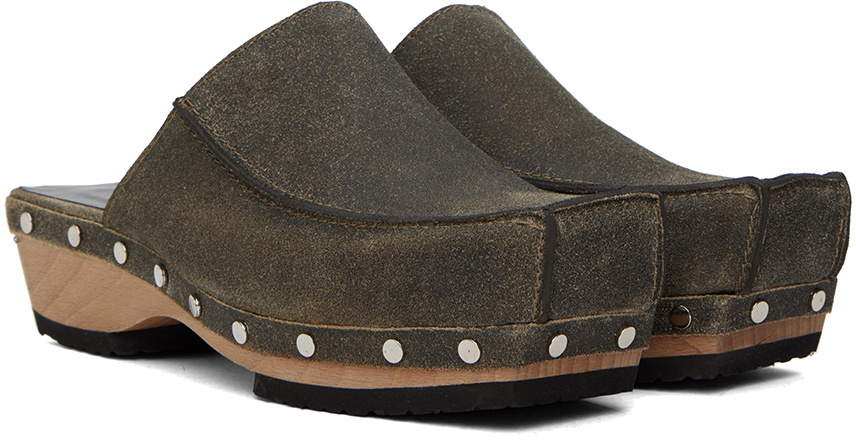 Eckhaus Latta Gray Wood Clogs Eckhaus Latta