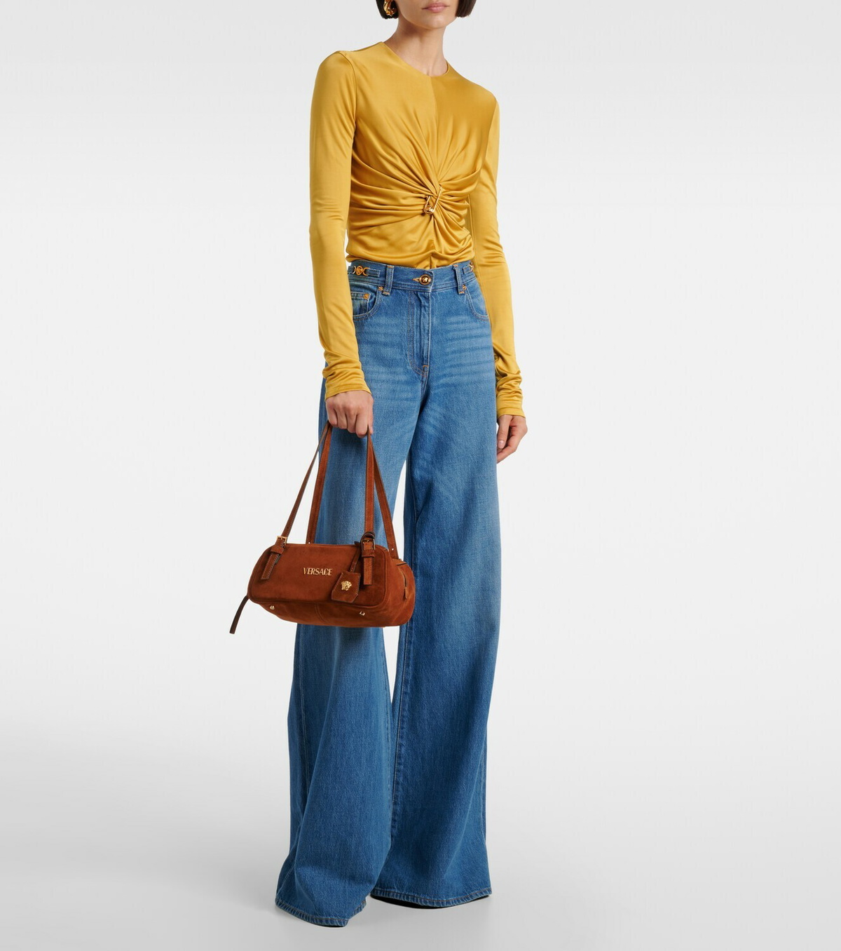 Versace Versace Tag suede shoulder bag Versace