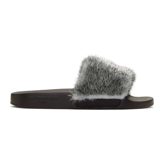 Givenchy Silver Mink Slides Givenchy