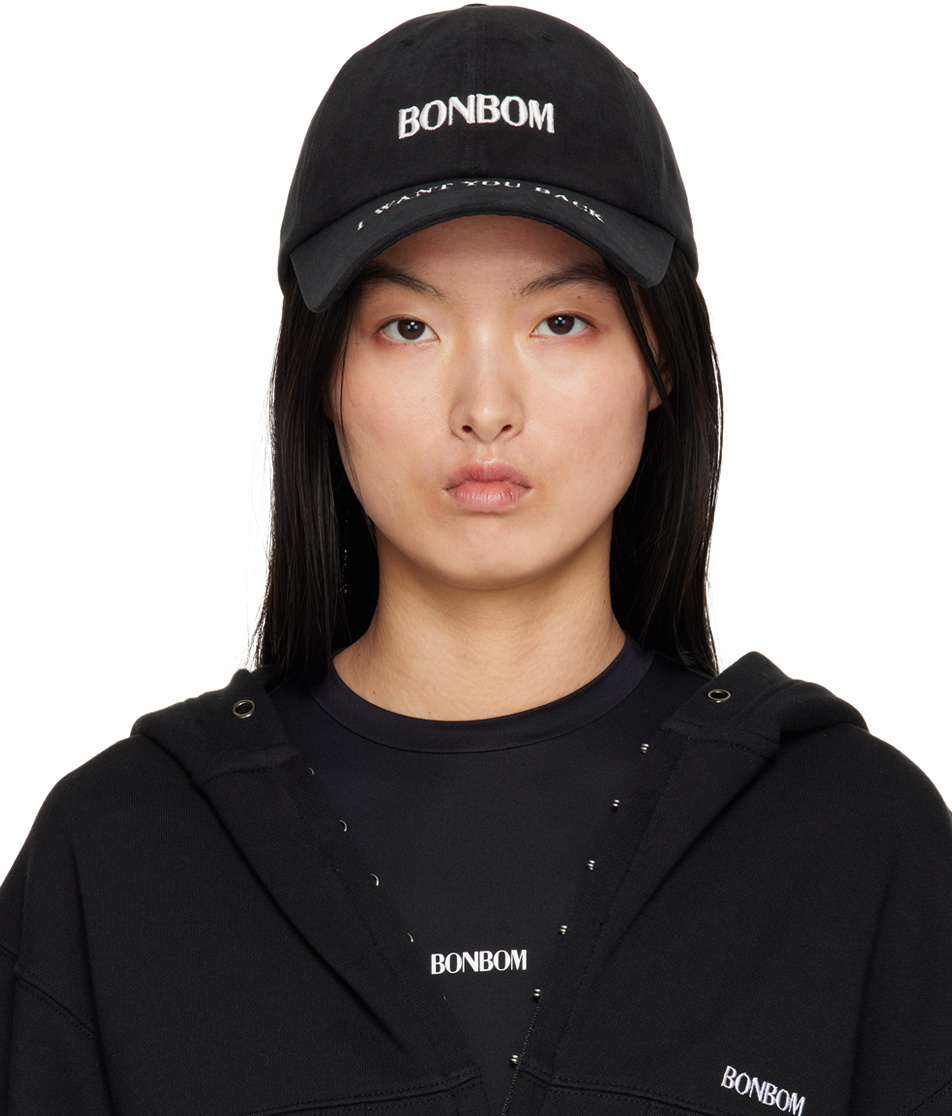 BONBOM Black Embroidered Cap