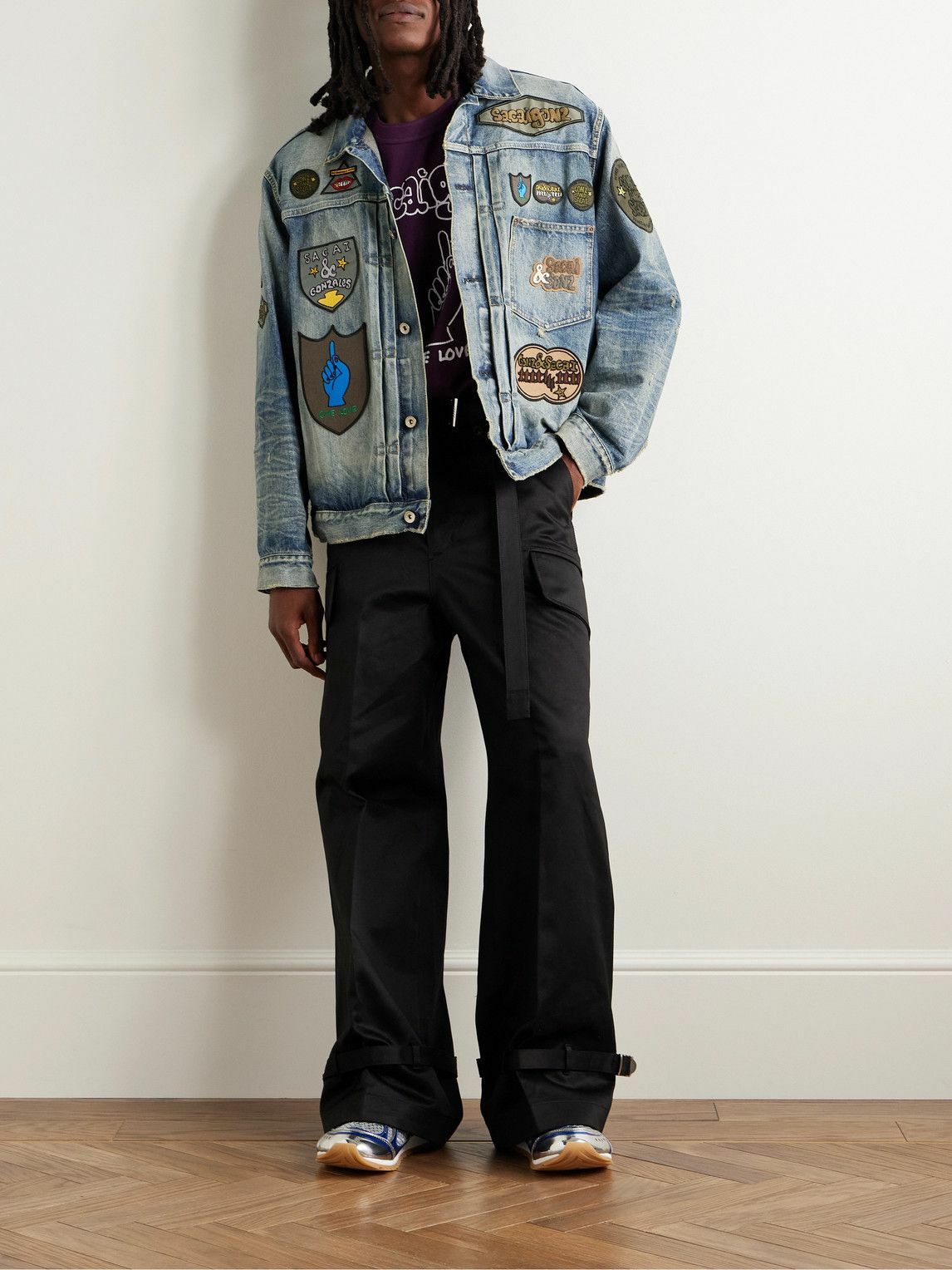 Sacai - Gonz Appliquéd Distressed Denim Jacket - Blue Sacai