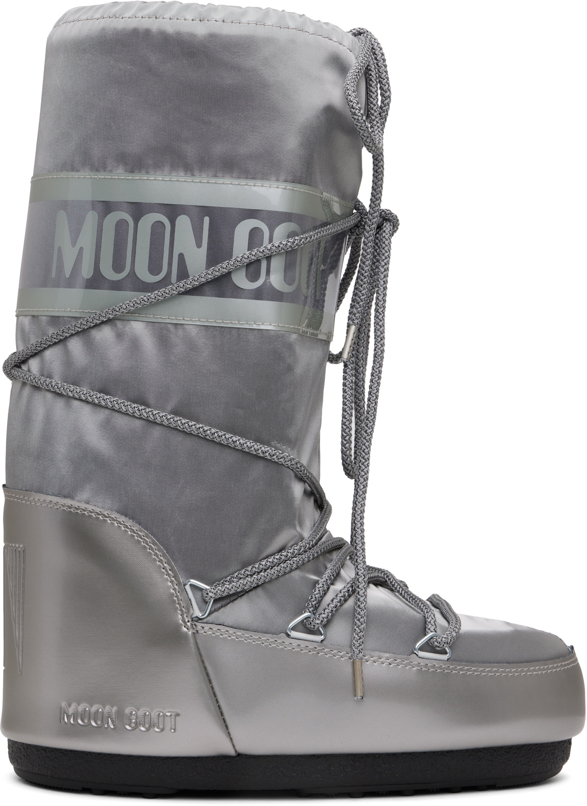 Moon Boot Silver Icon Glance Satin Tall Boots Moon Boot
