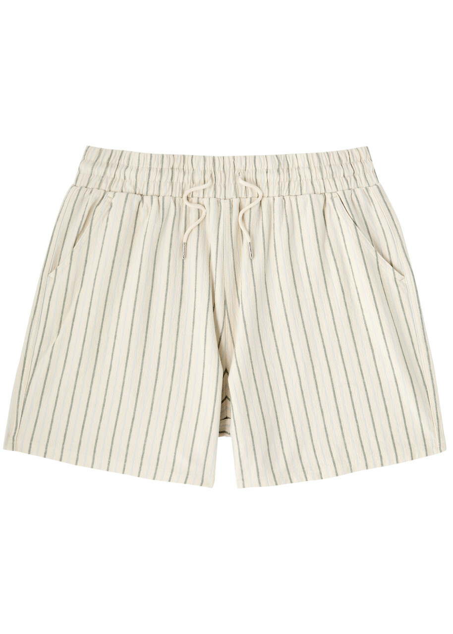 Wax London Dudley Striped Cotton Shorts Cream Wax London