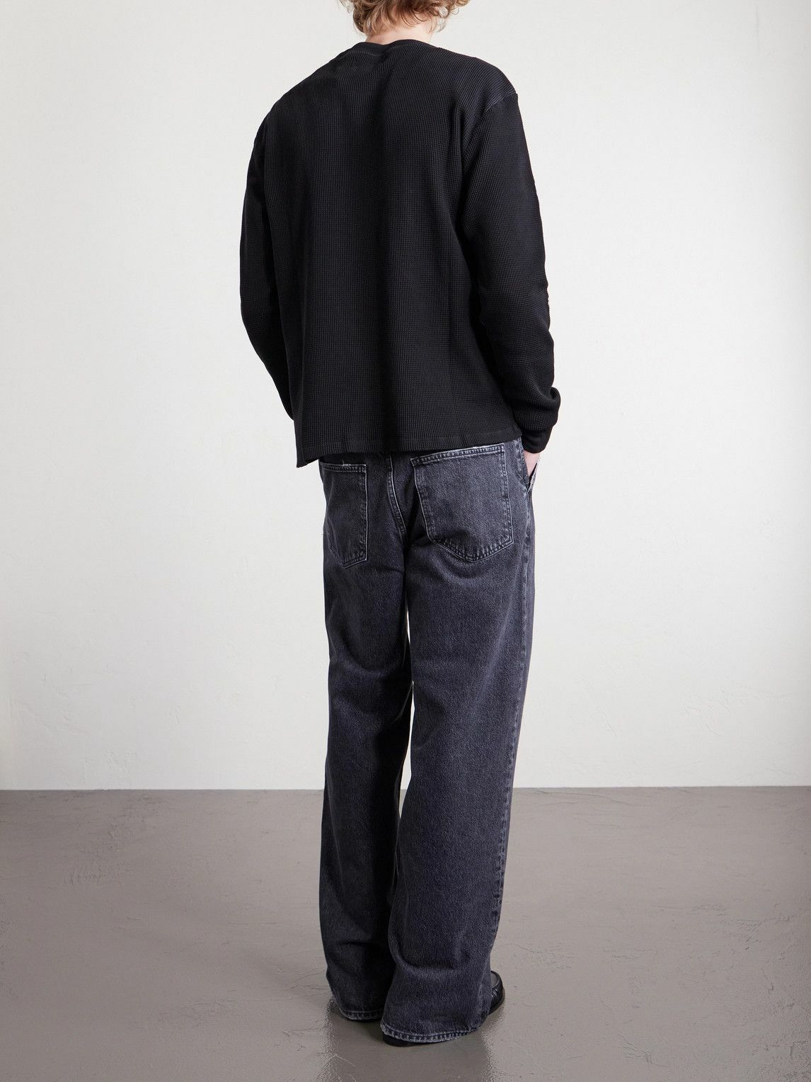 AMIRI - Bones Logo-Embroidered Waffle-Knit Cotton T-Shirt - Black Amiri