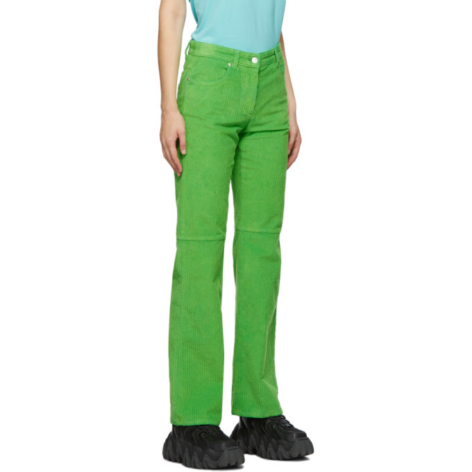 MSGM Green Velvet Ribbed Trousers MSGM