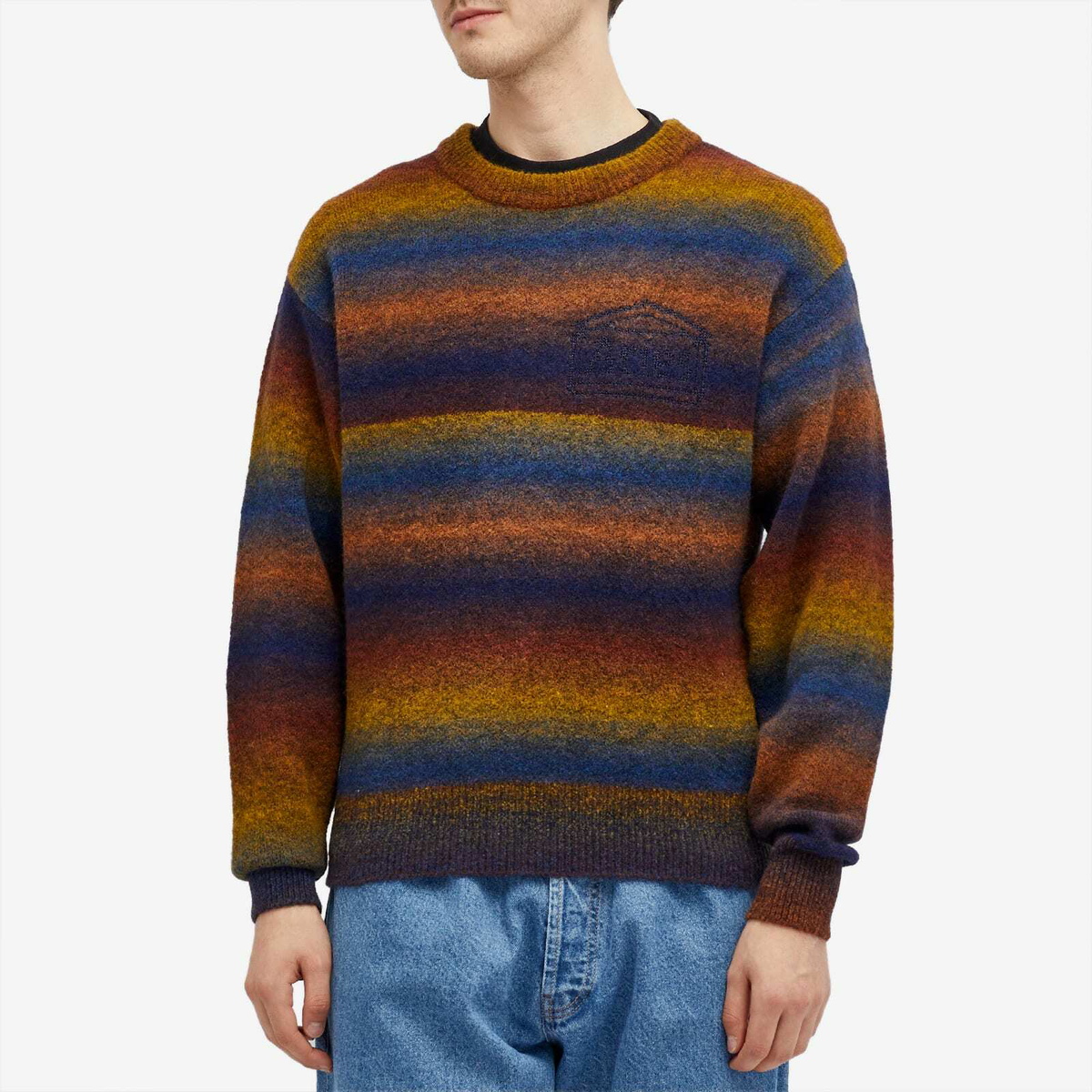 Aries Men's Boucle Space Dye Crew Knit Sweatshirt in Multi ARIES