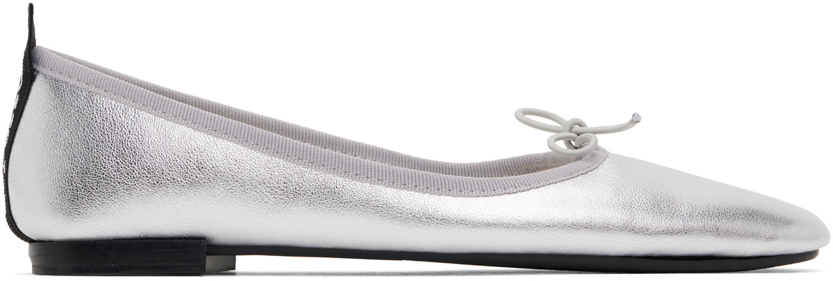 Repetto Silver Garance Square Toe Ballerina Flats Repetto