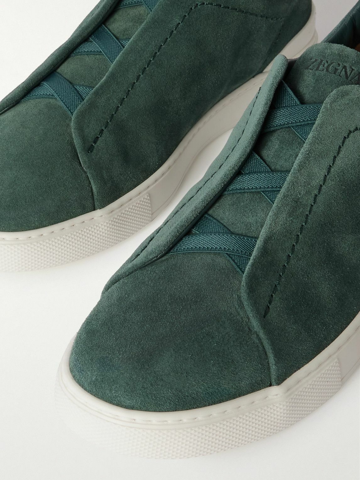 Zegna - Triple Stitch™ Suede Slip-On Sneakers - Green Zegna