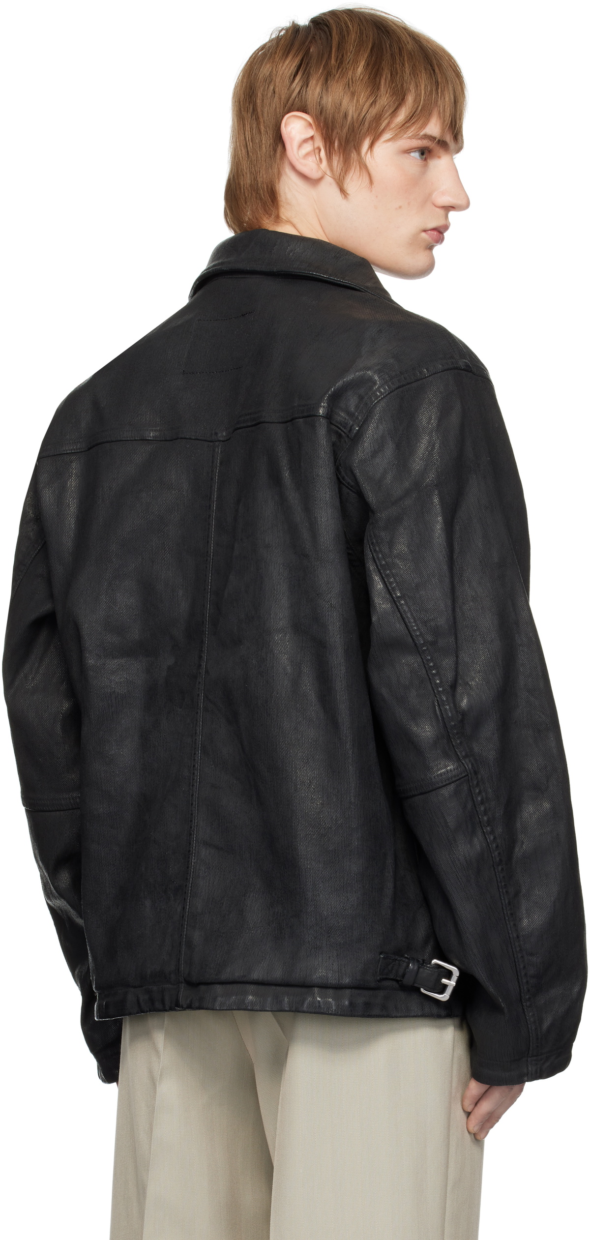 Hugo Black Coated Denim Jacket Hugo Boss