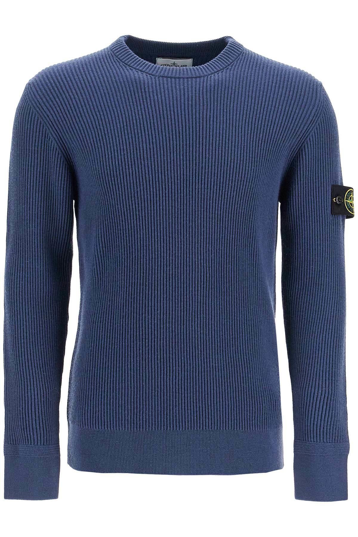 STONE ISLAND ribbed wool crewneck sweater Blue Stone Island