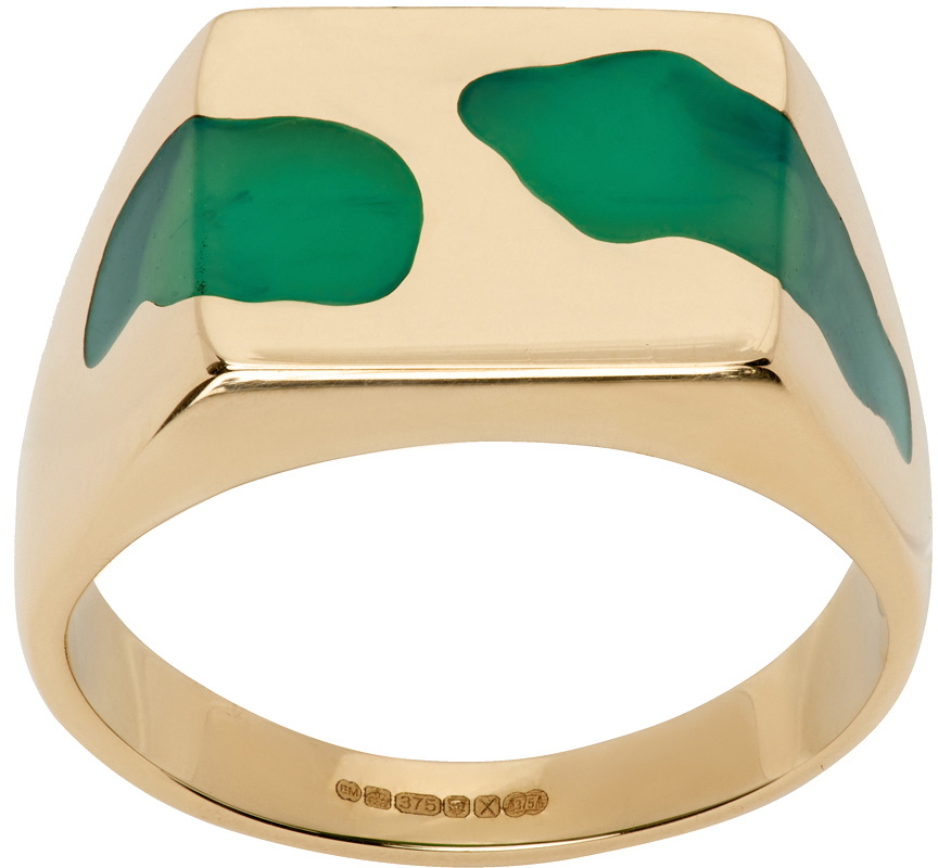 Ellie Mercer Gold & Green Two Piece Ring