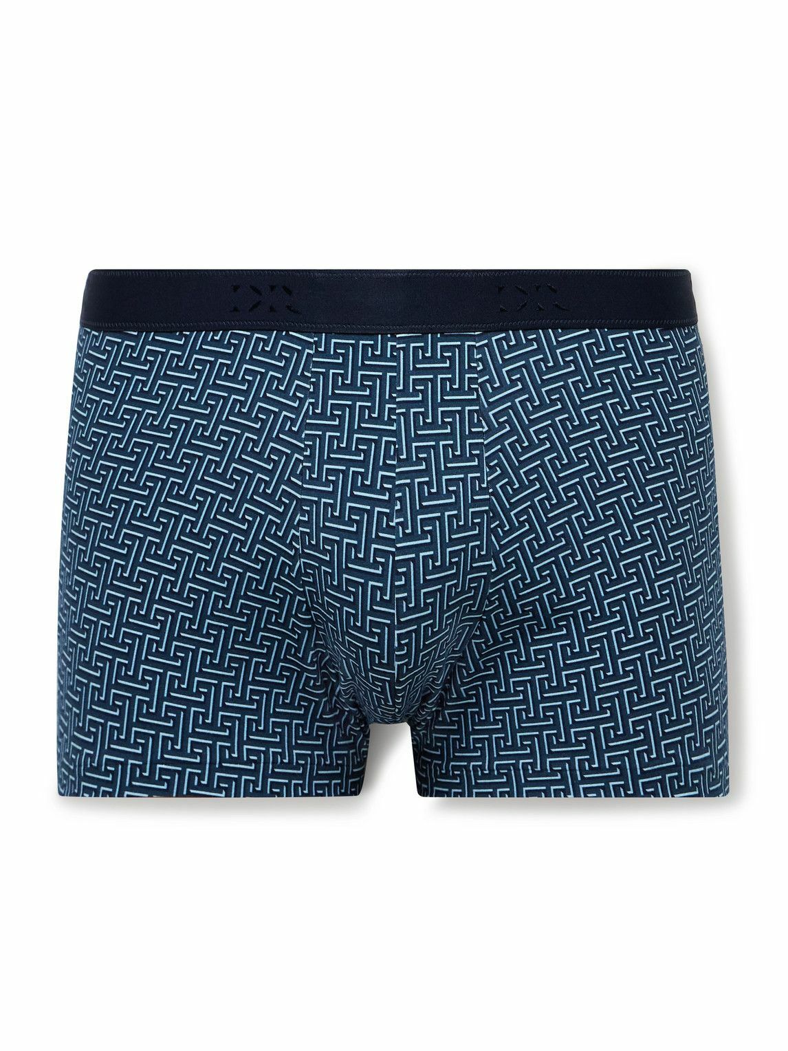 Derek Rose - Geometric 7 Printed Stretch-Cotton Boxer Briefs - Blue ...