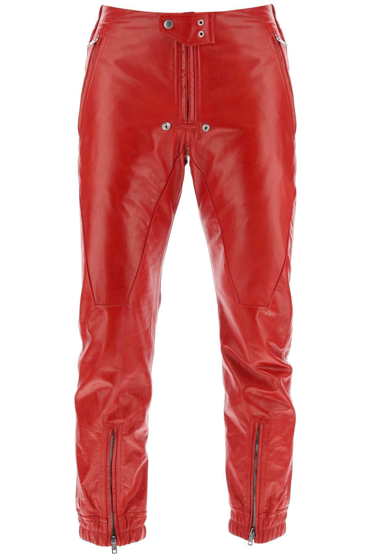 RICK OWENS luxor leather pants for men Red Rick Owens