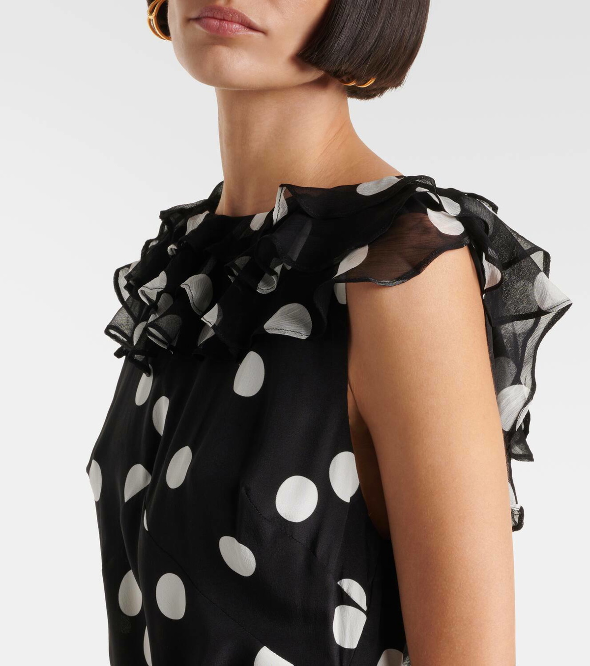 Rixo Rio polka-dot ruffled silk maxi dress Rixo