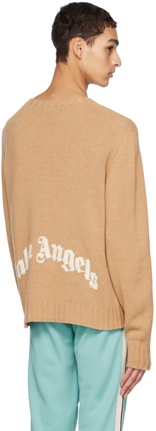 Palm Angels Beige Curved Sweater Palm Angels