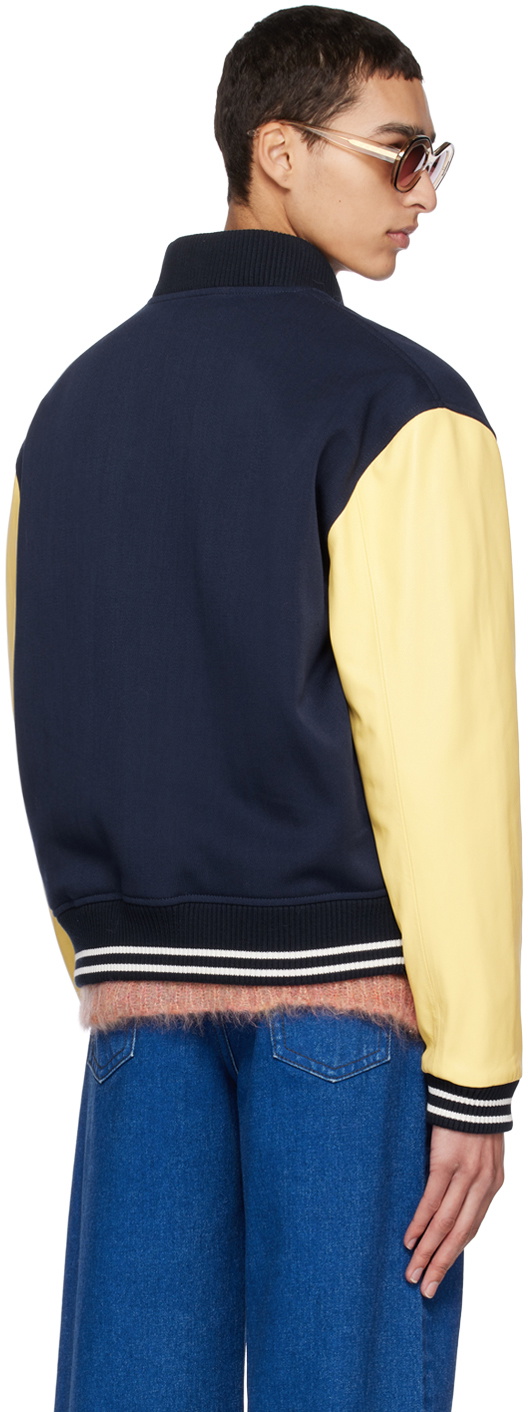 Marni Navy & Yellow Varsity Bomber Jacket Marni