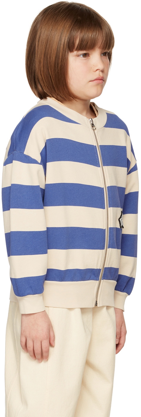 Wynken Kids Blue & Beige Stripe Zip Sweater Wynken
