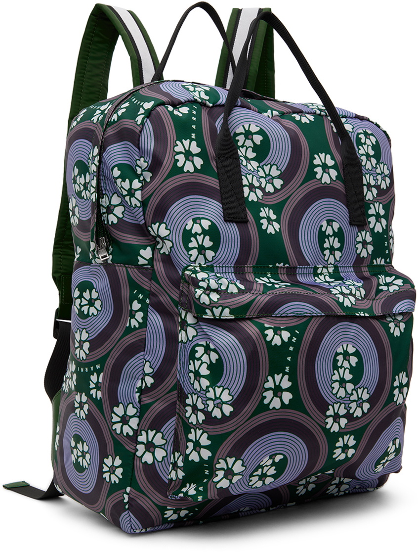 Marni Kids Purple & Green Allover 70s Circles Backpack Marni