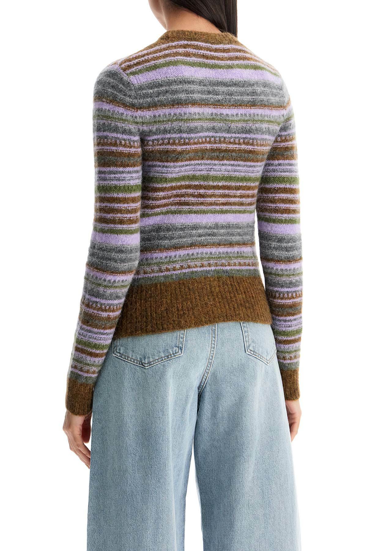 GANNI soft striped cardigan with fluffy Multicolor GANNI