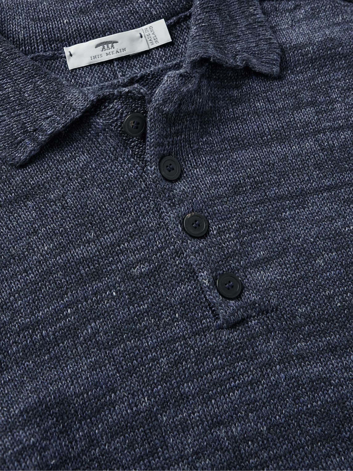 Inis Meáin - Donegal Linen Polo Shirt - Blue Inis Meáin