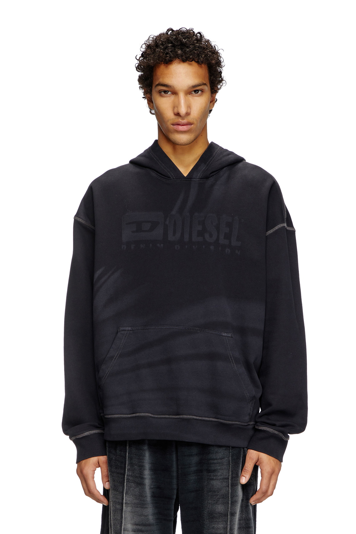 Diesel Laser-faded logo hoodie - Sweaters Mens in Black Diesel
