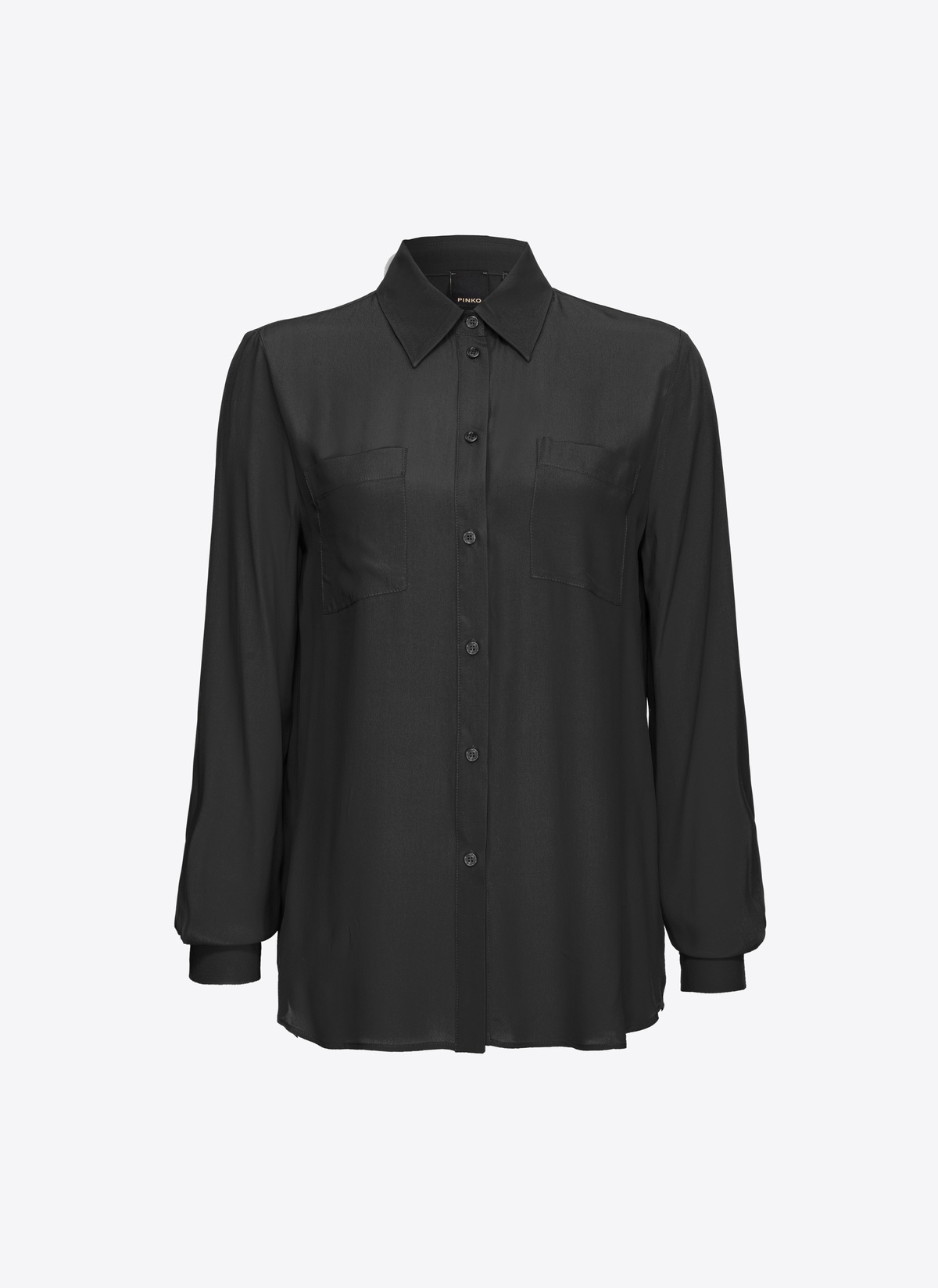Pinko Silk Blend Shirt With Breast Pocket Limo Black Pinko