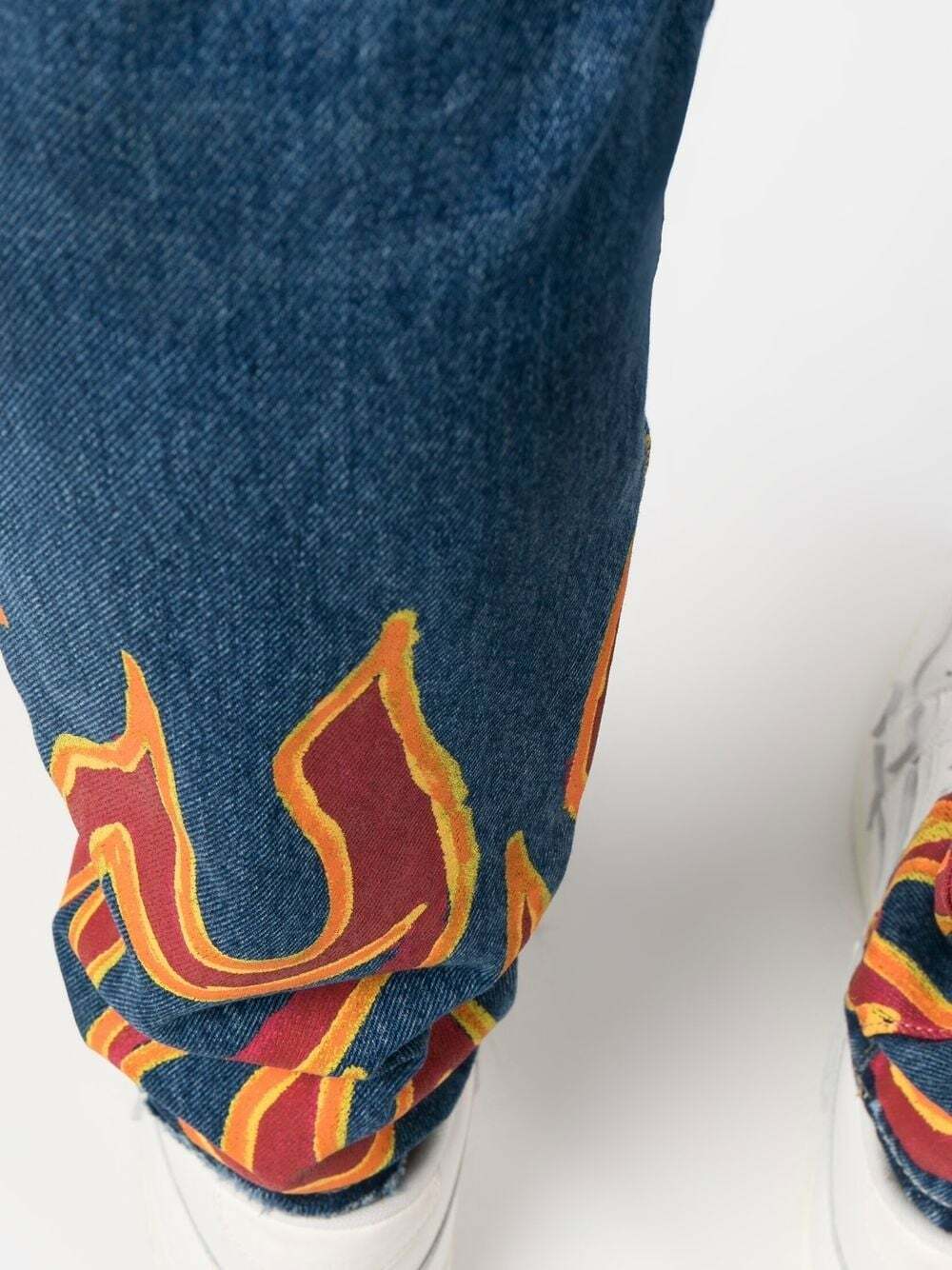 PALM ANGELS - Straight Leg Jeans With Flame Print Palm Angels