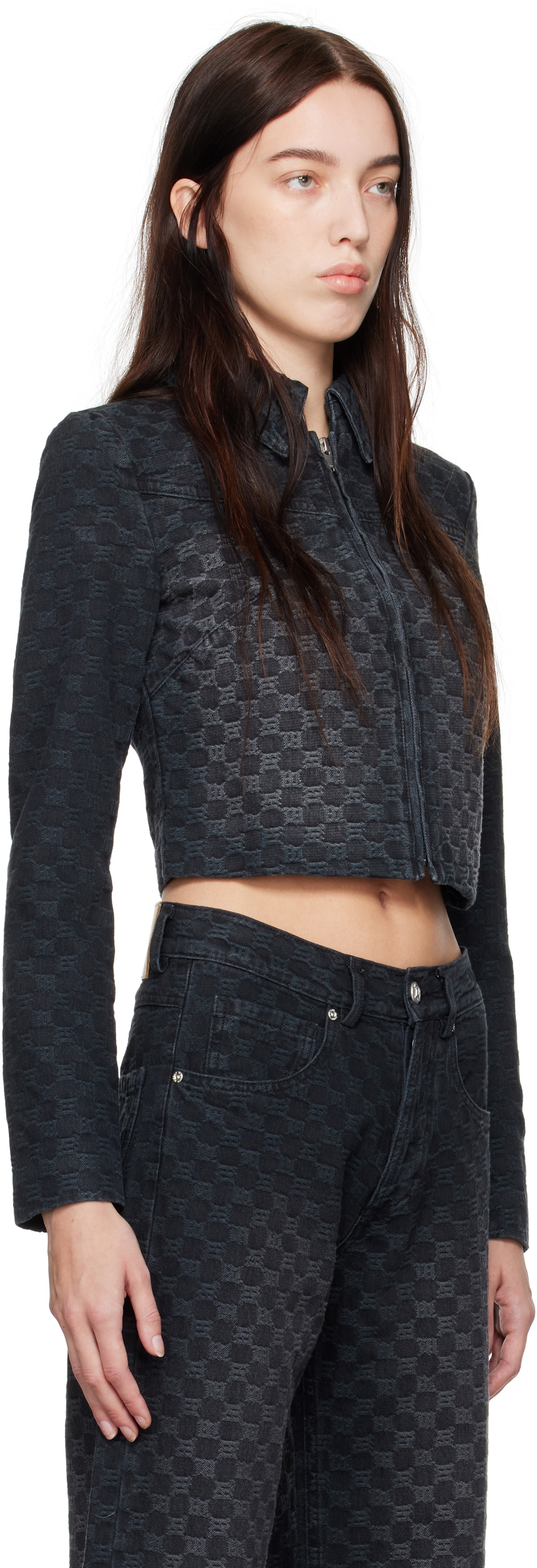 MISBHV Black Jacquard Monogram Denim Jacket MISBHV