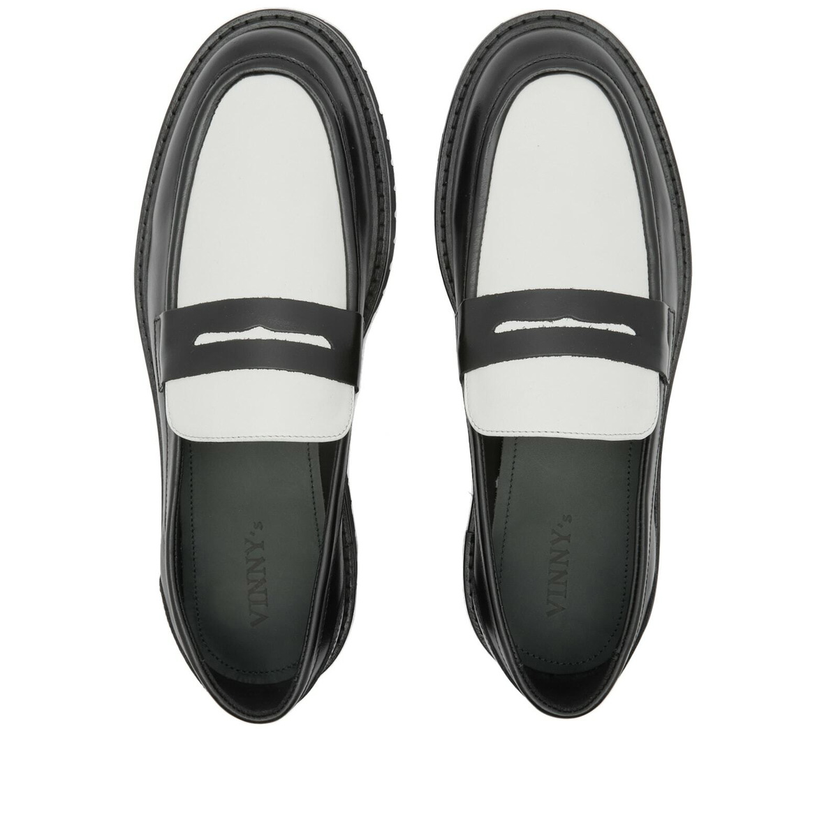VINNY'S Men's Richee Two Tone Loafer in Black/White Crust Leather VINNYs
