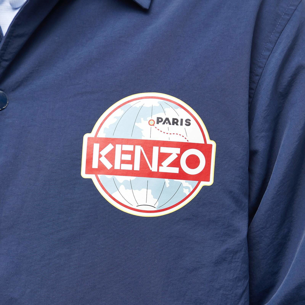 Kenzo Paris Men's Kenzo Globe Padded Coach Jacket in Midnight Blue Kenzo