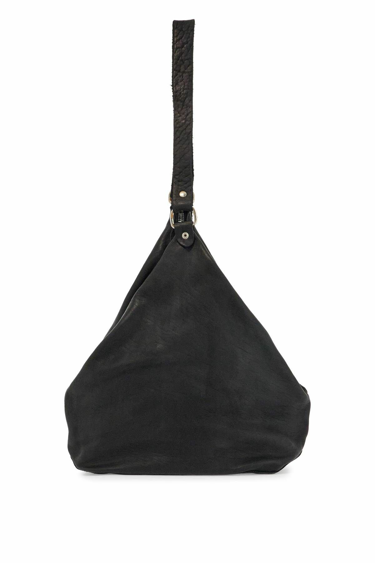 GUIDI black horse leather triangular bag with zip closure Black Guidi