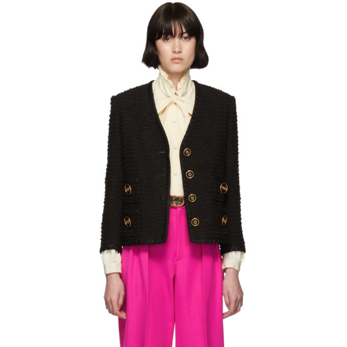 Gucci Black Tweed GG Blazer Gucci