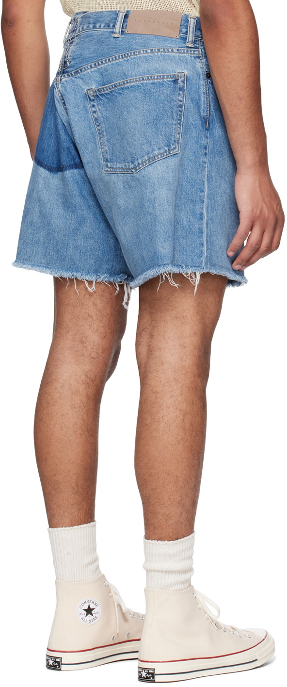 Kuro Indigo Crossed Denim Shorts Kuro