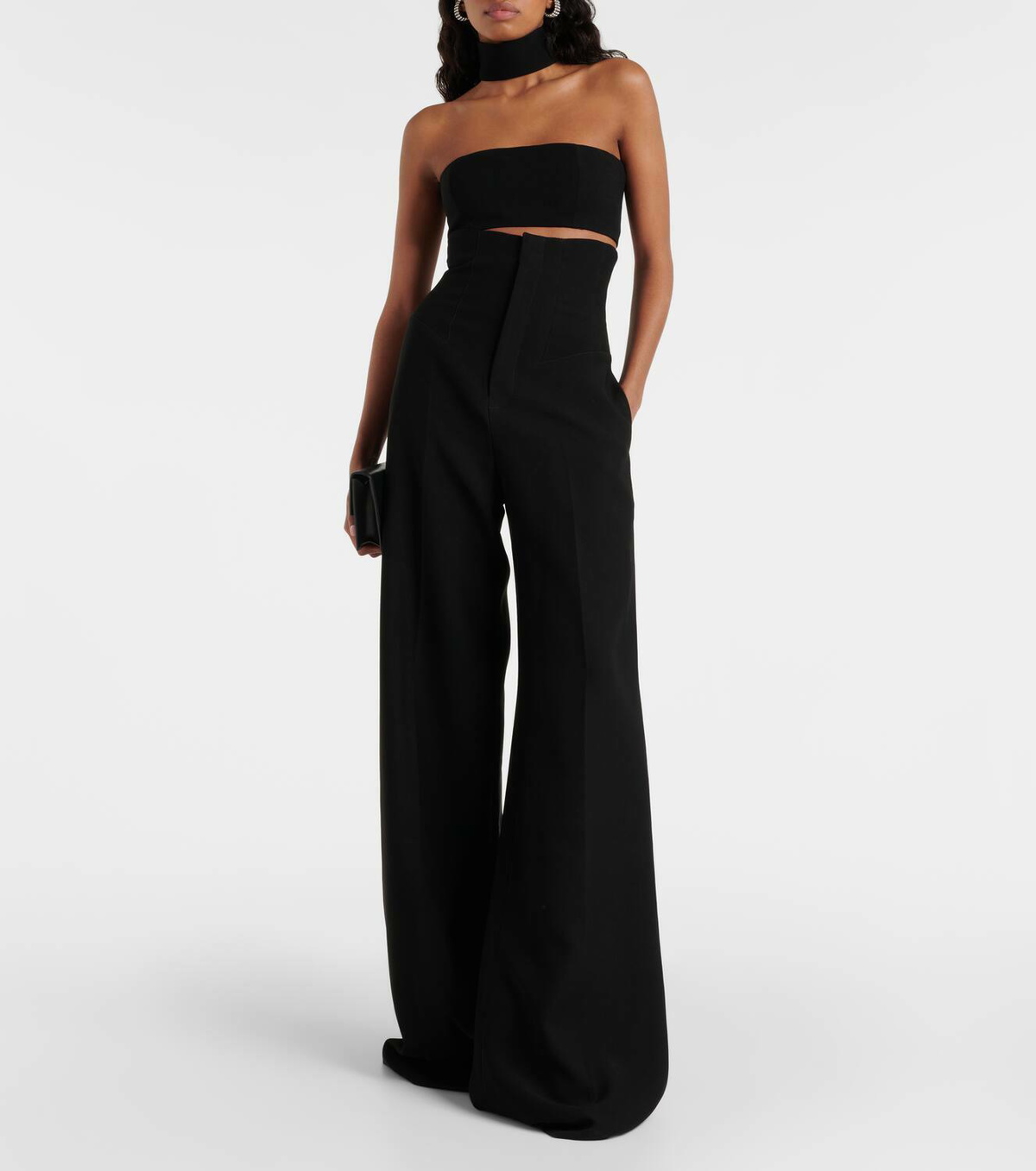 Mônot High-rise crêpe wide-leg pants Monot