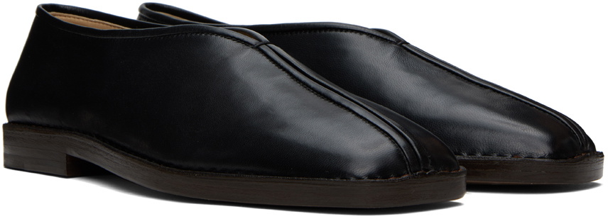 LEMAIRE Black Flat Piped Slippers Lemaire