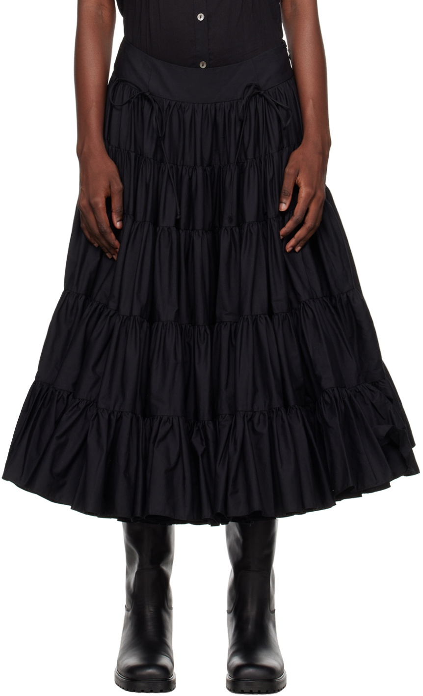 Sandy Liang Black Chetti Midi Skirt Sandy Liang