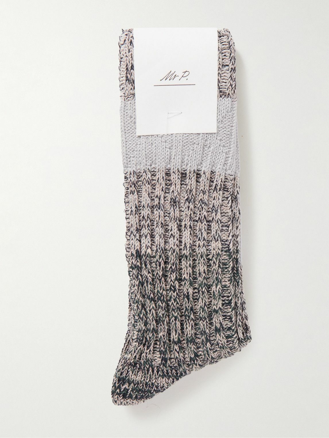 Mr P. - Two-Tone Ribbed Cotton-Blend Socks Mr P.