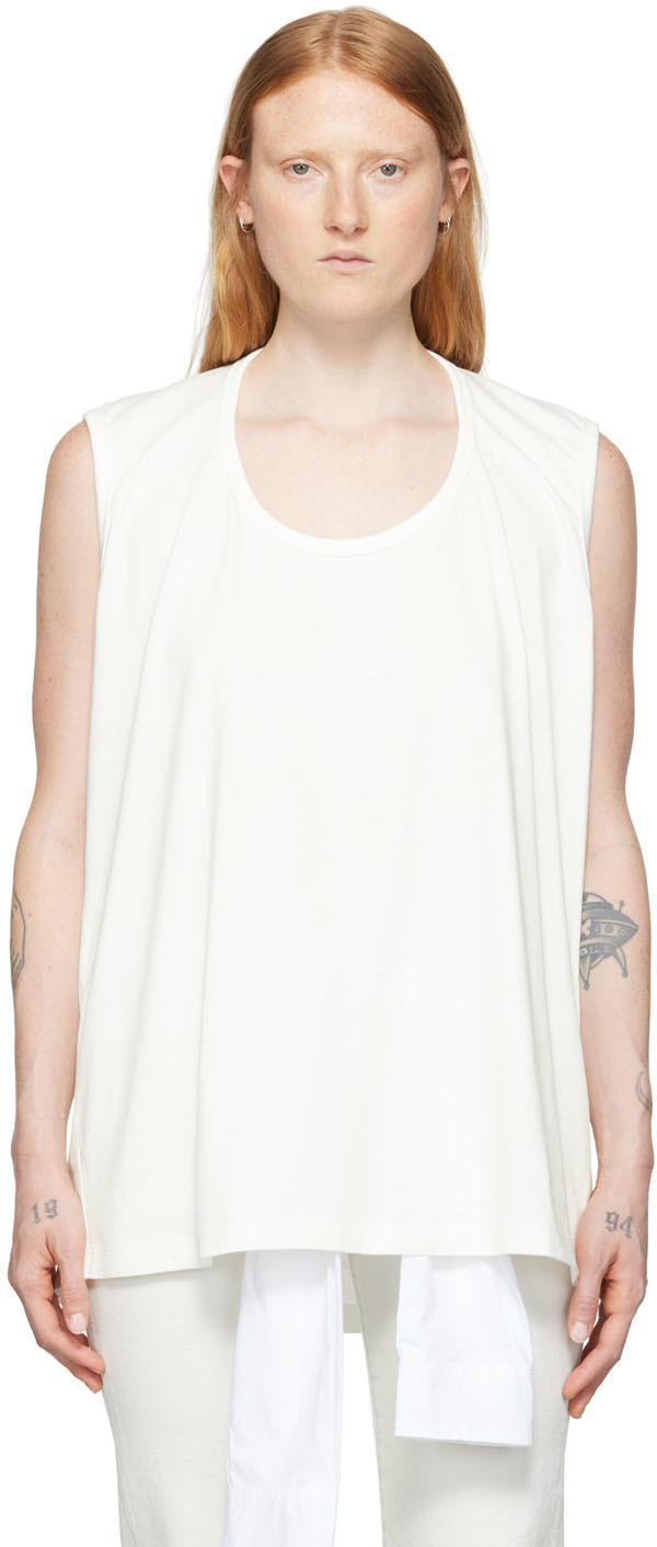 MM6 Maison Margiela Off-White Cut-Out Tank Top MM6 Maison Margiela