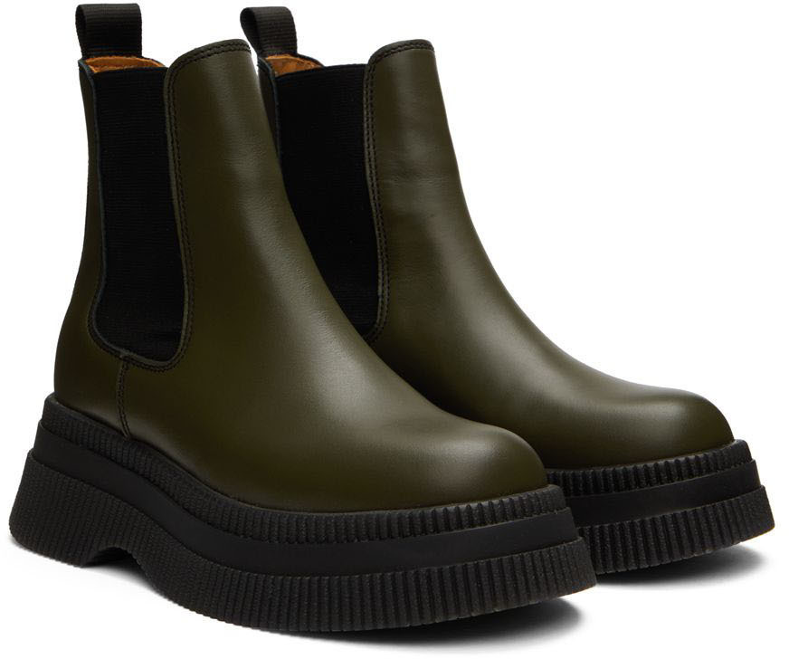 GANNI Green Chunky Chelsea Boots GANNI